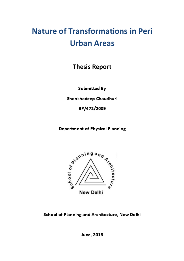 (PDF) Nature of Transformations in Peri Urban Areas