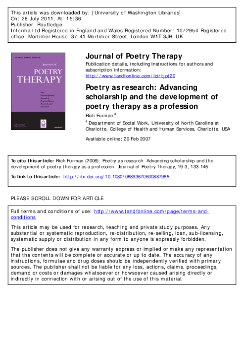 (PDF) Poetry as research: Advancing scholarship and the development of ...