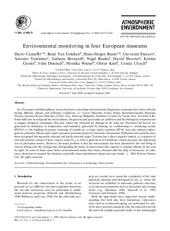 (PDF) Environmental Monitoring in Historic Houses and House Museums: A ...
