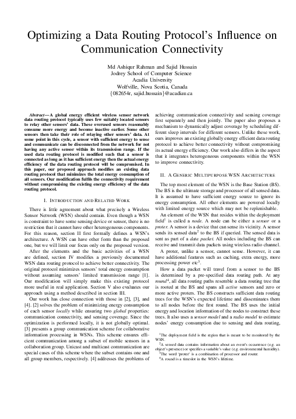 Pdf Optimizing A Data Routing Protocols Influence On Communication