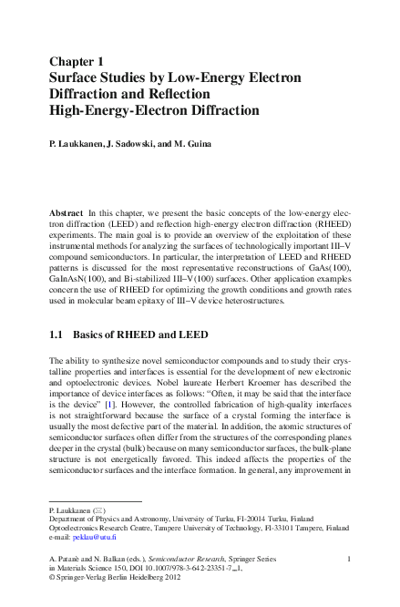 (PDF) Surface Studies by Low-Energy Electron Diffraction and Reflection ...