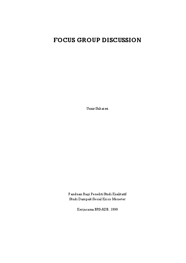 (PDF) FOCUS GROUP DISCUSSION