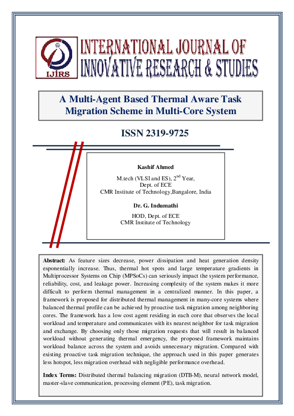 Pdf A Multi Agent Based Thermal Aware Task Migration Scheme In Multi Core System