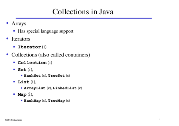 Pdf Oop Collections 1 Collections In Java