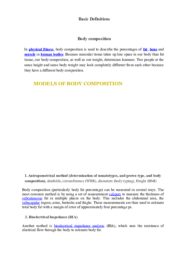 (DOC) Basic Definitions Body composition