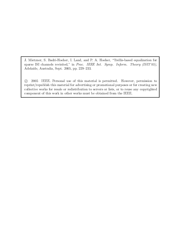(PDF) Trellis-Based Equalization for Sparse ISI Channels Revisited