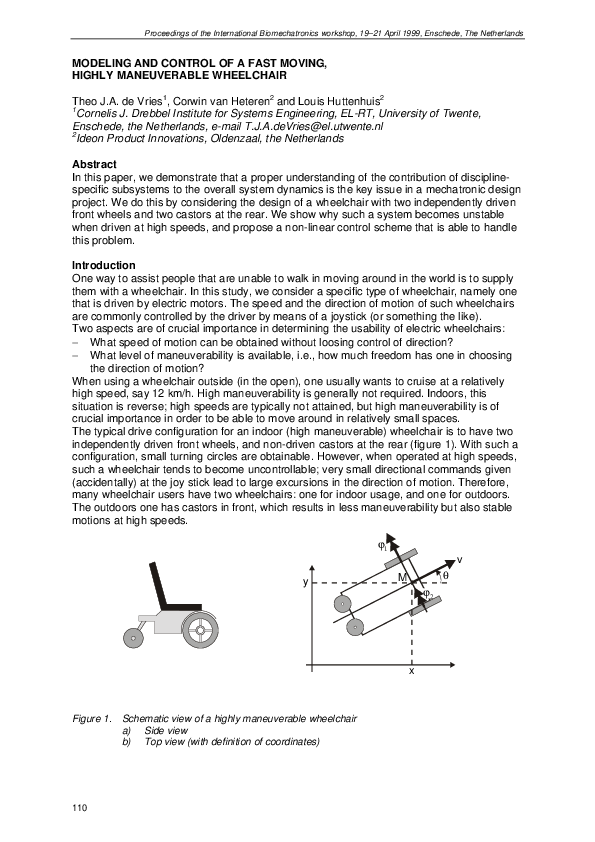 (PDF) MODELING AND CONTROL OF A FAST MOVING, HIGHLY MANEUVERABLE WHEELCHAIR