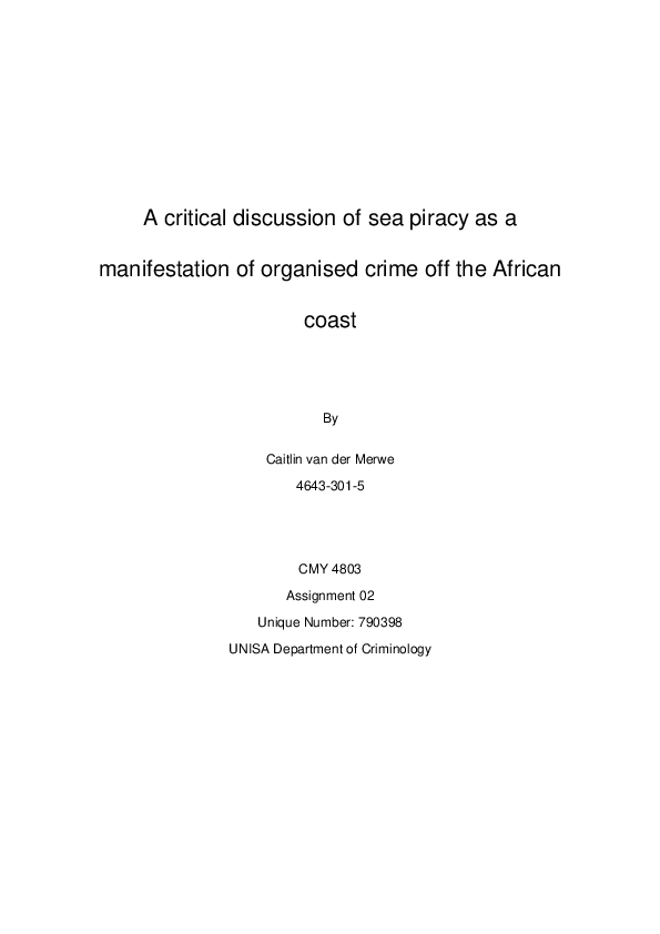 (PDF) A critical discussion of sea piracy as a manifestation of ...