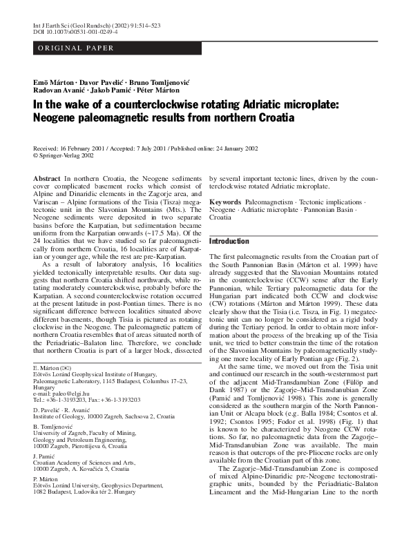 (PDF) In the wake of a counterclockwise rotating Adriatic microplate ...