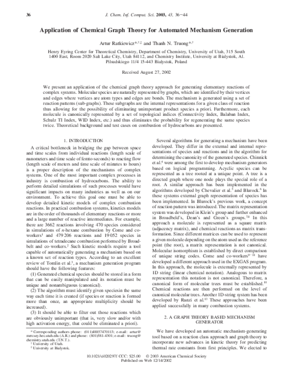 (PDF) Application of Chemical Graph Theory for Automated Mechanism ...
