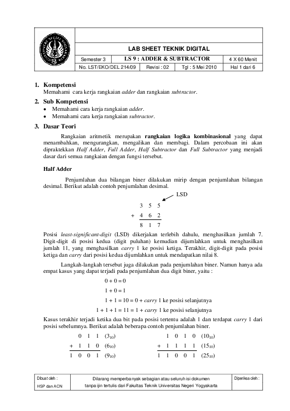 (PDF) LAB SHEET TEKNIK DIGITAL