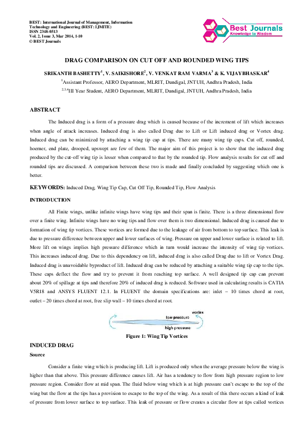 (PDF) DRAG COMPARISON ON CUT OFF AND ROUNDED WING TIPS