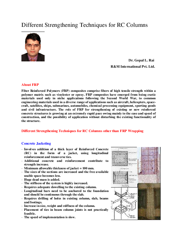 (PDF) Different Strengthening Techniques for RC Columns Different Strengthening Techniques for ...