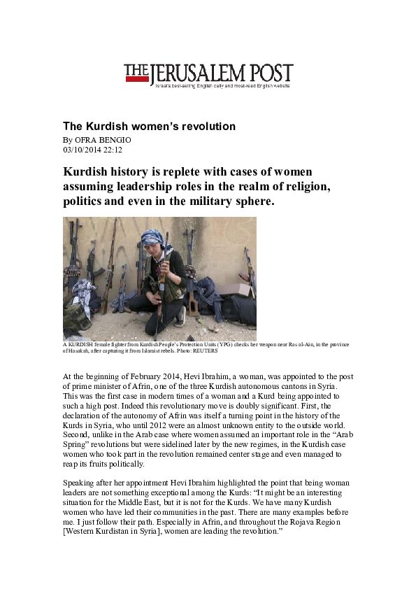 (PDF) The Kurdish women’s revolution
