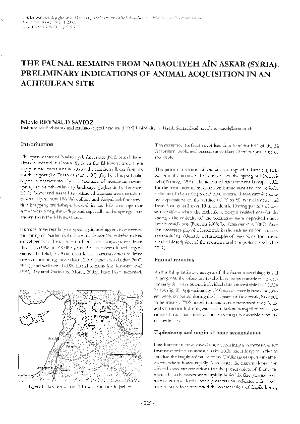 (PDF) The faunal remains from Nadaouiyeh Aïn Askar (Syria). Preliminary ...