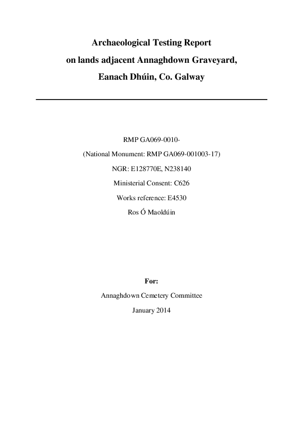 (PDF) Annaghdown archaeological testing report 2014