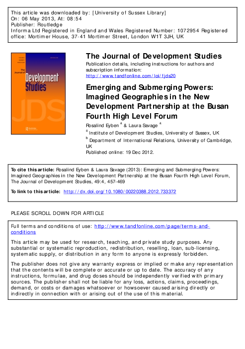 (PDF) The Journal of Development Studies Emerging and Submerging Powers ...