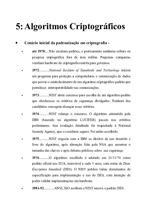 (PDF) 5: Algoritmos Criptográficos @BULLET Cenário inicial da ...