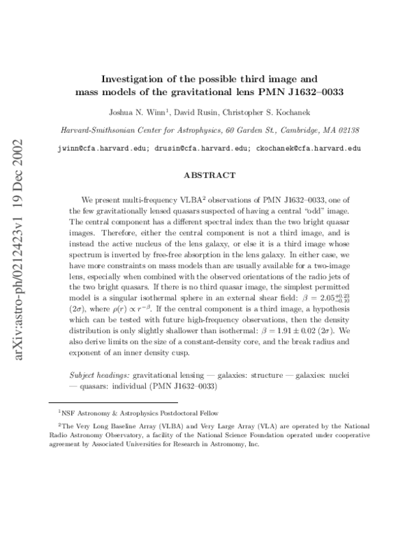 (PDF) Investigation of the possible third image and mass models of the ...