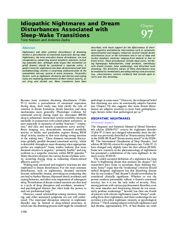 (PDF) Idiopathic Nightmares and Dream Disturbances Associated with ...