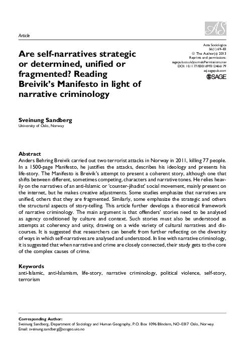 (PDF) Are self-narratives strategic or determined, unified or ...