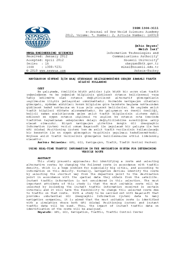 Using Real Time Traffic Information In The Navigation System For