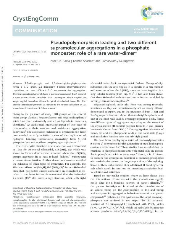 (PDF) Pseudopolymorphism leading and two different supramolecular ...
