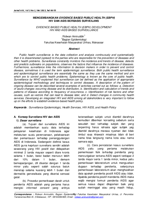 (PDF) MENGEMBANGKAN EVIDENCE BASED PUBLIC HEALTH (EBPH) HIV DAN AIDS ...