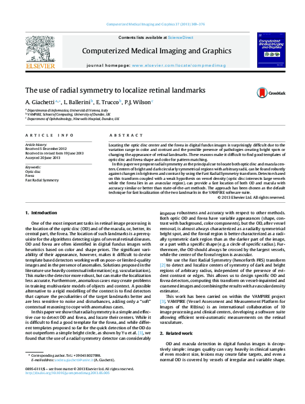 (PDF) The use of radial symmetry to localize retinal landmarks