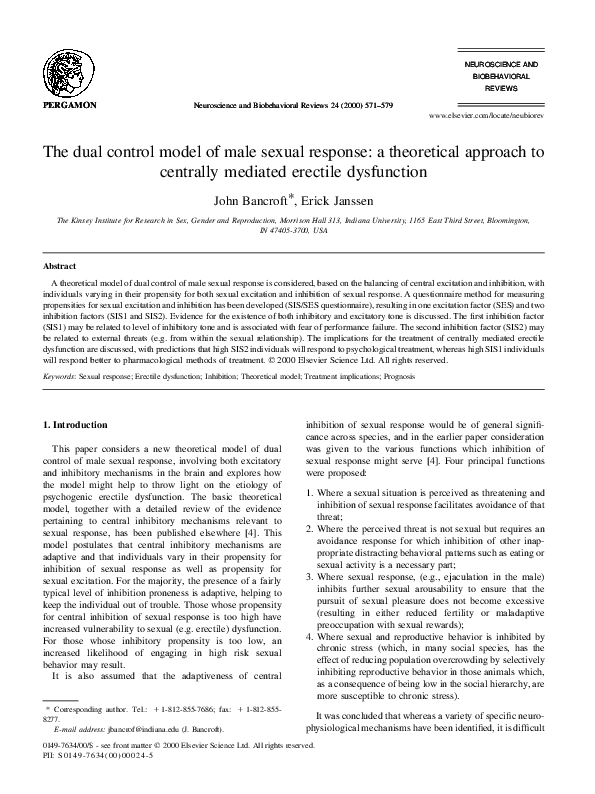 (PDF) The dual control model of male sexual response: a theoretical ...