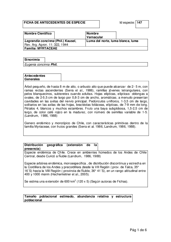 (PDF) Muñoz-Schick, M. & Serra MT 2006. Legrandia concinna. Ficha ...