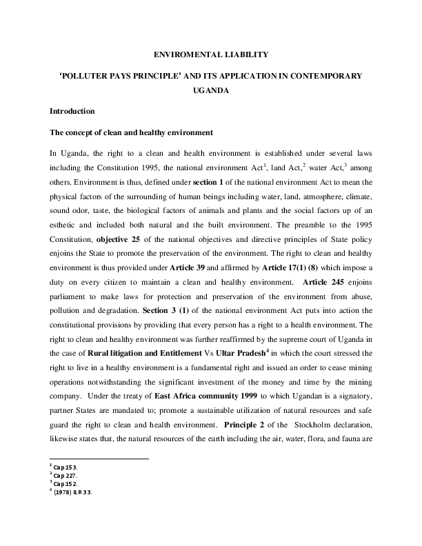 (DOC) ENVIROMENTAL LIABILITY 'POLLUTER PAYS PRINCIPLE' AND ITS ...