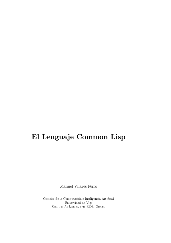 (PDF) El Lenguaje Common Lisp