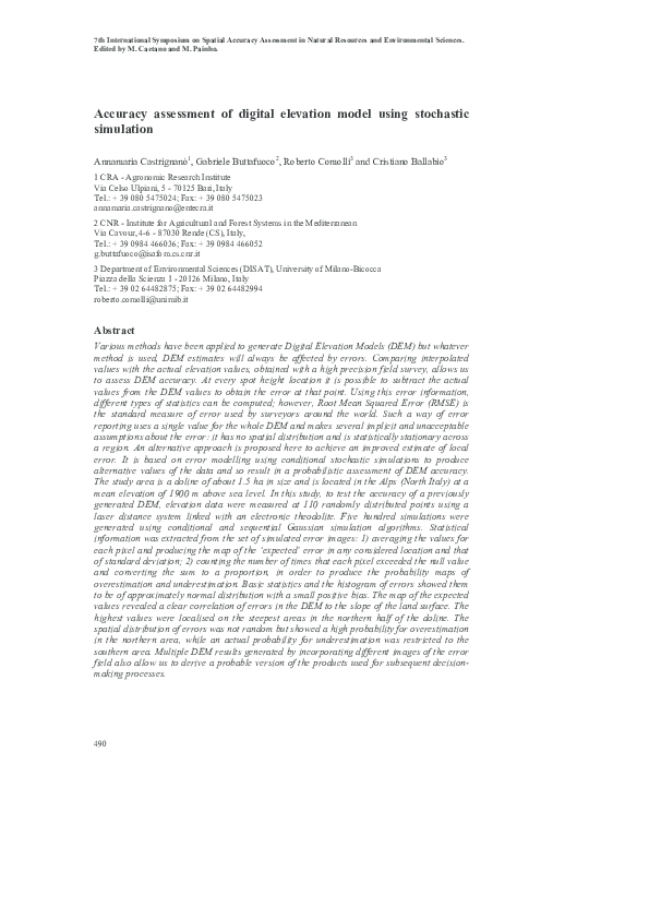 Pdf 7th International Symposium On Spatial Accuracy Assessment In