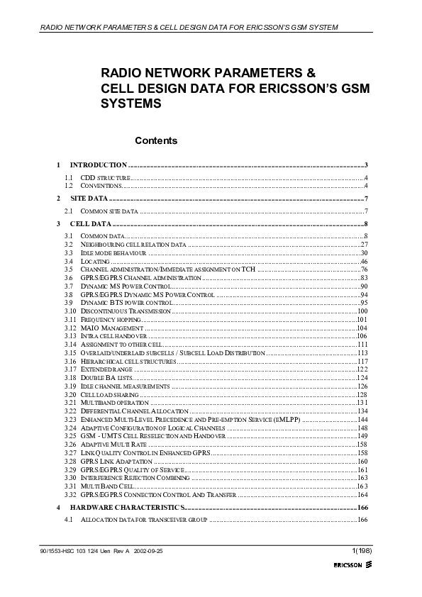 (PDF) RADIO NETWORK PARAMETERS & CELL DESIGN DATA FOR ERICSSON'S GSM SYSTEM RADIO NETWORK ...