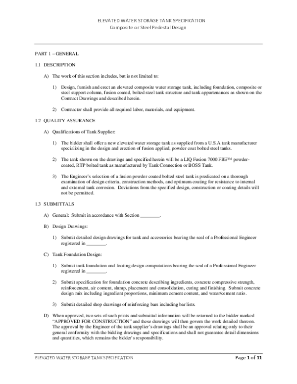 (PDF) ELEVATEDWATERSTORAGETANKSPECIFICATION ...