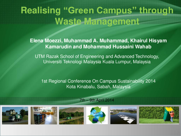 (PDF) Realising "Green Campus" through Waste Management. 1st Regional ...