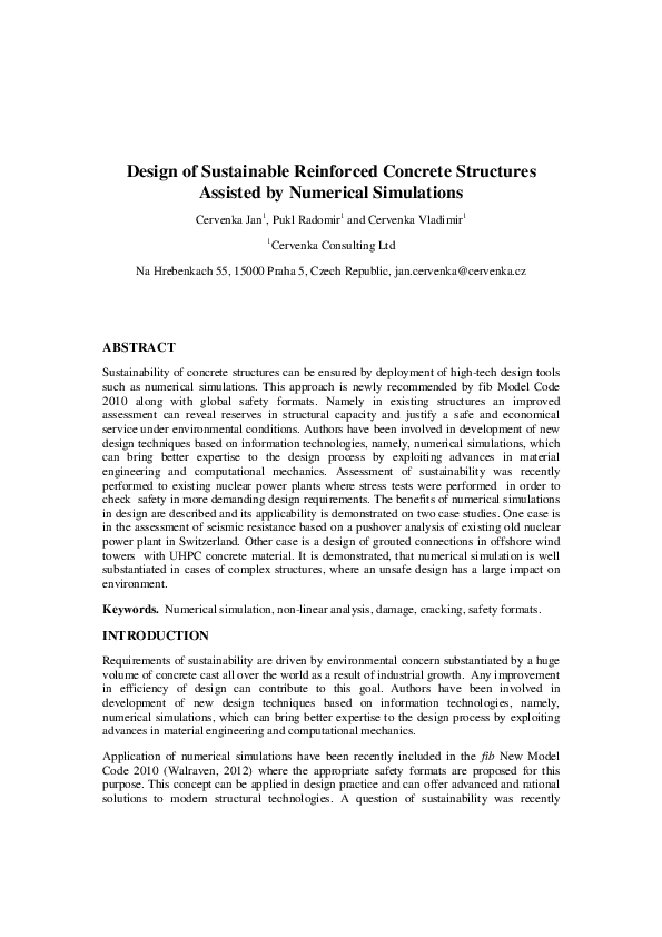 (PDF) Design of Sustainable Reinforced Concrete Structures Assisted by Numerical Simulations