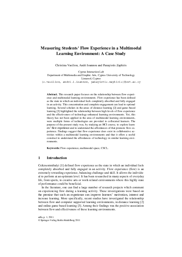(PDF) Measuring Students' Flow Experience in a Multimodal Learning ...