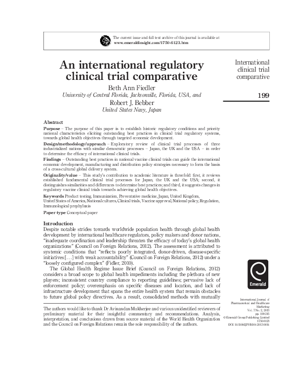 (PDF) An international regulatory clinical trial comparative