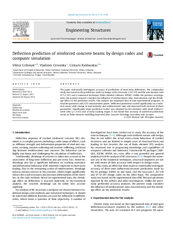 Pdf Deflection Prediction Of Reinforced Concrete Beams By Design Codes And Computer Simulation