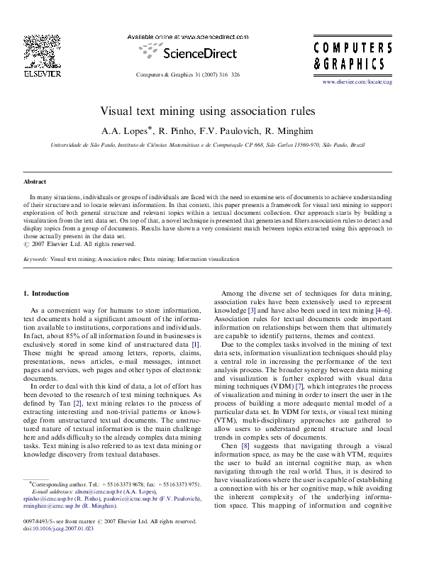 (PDF) Visual text mining using association rules