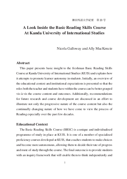 (PDF) A Look Inside the Basic Reading Skills Course...