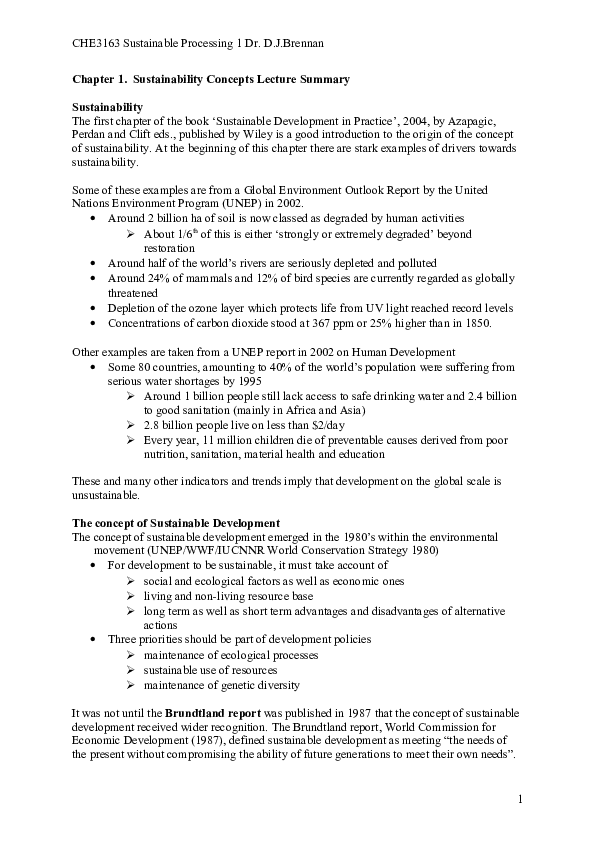 (DOC) Chapter 1. Sustainability Concepts Lecture Summary