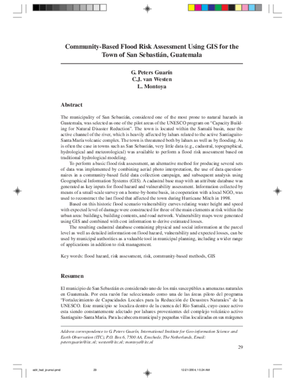 (PDF) Community-Based Flood Risk Assessment Using GIS for the Town of San Sebastián, Guatemala