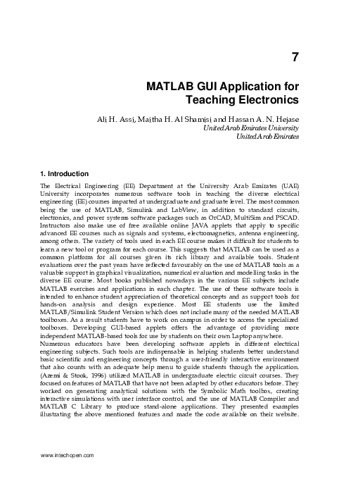 (PDF) 7 MATLAB GUI Application for Teaching Electronics