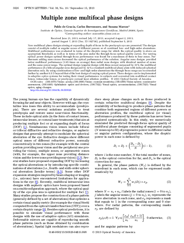 (PDF) Multiple zone multifocal phase designs