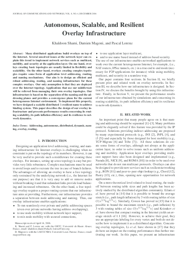 (PDF) Autonomous, Scalable, and Resilient Overlay Infrastructure