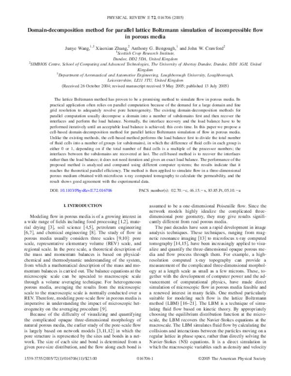 Domain Decomposition Method For Parallel Lattice Boltzmann Simulation Of Incompressible Flow In