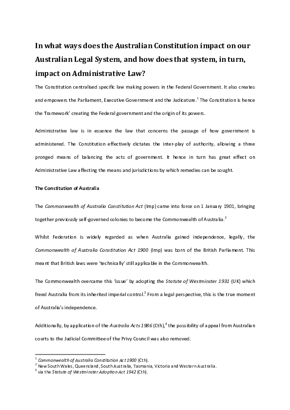 (DOC) In what ways does the Australian Constitution impact on our ...